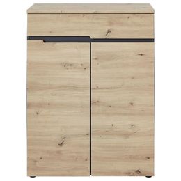 Schuhschrank, Graphit, Eiche Artisan, Holzwerkstoff, 3 F&auml;cher, 1 Schublade(n) Schubladen, 80x107x38 cm, erweiterbar, Beim&ouml;bel erh&auml;ltlich, Garderobe, Schuhaufbewahrung, Schuhschr&auml;nke