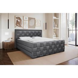 Livetastic Boxspringbett, Graphit, Textil, H2 + H3, H&ouml;he ca. 18 cm, 180x200 cm, Bettkasten, gepolstertes Kopfteil, Topper durchgehend, in verschiedenen Gr&ouml;&szlig;en erh&auml;ltlich, Schlafzimmer, Betten, Doppelbetten