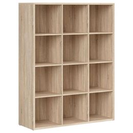 Regal, Sonoma Eiche, Holzwerkstoff, 9 F&auml;cher, 114x146.5x38.5 cm, Wohnzimmer, Regale, B&uuml;cherregale