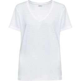 bonprix Damen bonprix T-Shirt lockere Passform, Kurzarm-Design, V-Ausschnitt wei&szlig; 36/38 (S)