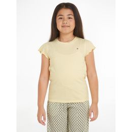 Tommy Hilfiger M&auml;dchen T-Shirt &raquo;ESSENTIAL RUFFLE SLEEVE TOP&laquo; mit gewelltem &Auml;rmelabschluss gelb 14 (164)