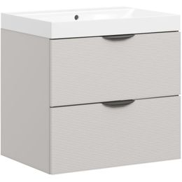 Welltime Waschtisch &raquo;FLOW STRIPE mit Waschbecken, Breite 60 oder 80cm, modernes Design&laquo; Schrank mit 2 Schubladen, Soft-Close-Function, in 2 Breiten 
