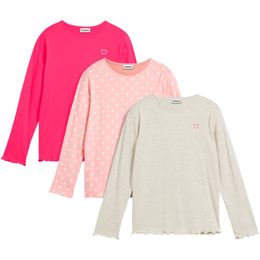 bonprix Kinder bonprix Langarmshirt Packung, 3, 3 Stk. Regular Fit, aus Baumwolle und Polyester, in verschiedenen Farben rosa 152/158