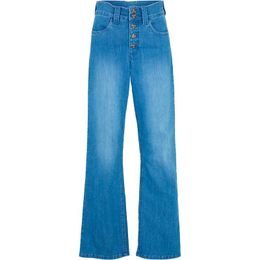 bonprix Damen bonprix Straight-Jeans &raquo;Straight-Jeans High Waist, Stretch&laquo; Regular Fit, mit Elasthan-Anteil, mit 5-Knopf-Form blau 48, N-Gr