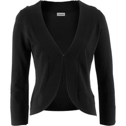 bonprix Damen bonprix Bolero &raquo;Kurze Strickjacke mit Viskose&laquo; lockere Passform, kurze Strickjacke, festlicher Stil schwarz 56/58 (XXXL)