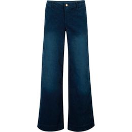 bonprix Damen bonprix Cordhose &raquo;Stretch-Cordhose, Wide&laquo; aus Baumwolle und Elasthan, Loose Fit, ausgestelltes Bein blau 38, N-Gr