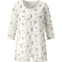 CR&Eacute;ATION L Damen Longbluse im Lagenlook mit Chiffon wei&szlig;-marine-bedruckt Gr&ouml;&szlig;e 42