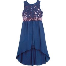 bonprix Kinder bonprix Vokuhila-Kleid festliches Kleid, aus Polyester, regular fit blau 152, N-Gr