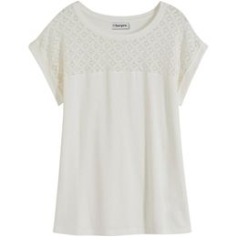 bonprix Damen bonprix T-Shirt &raquo;Shirt aus Viskose-Mix&laquo; gerade Passform, Kurzarm, f&uuml;r vielseitige Anl&auml;sse, aus Viskose-Mix wei&szlig; 52/54 (XXL)