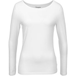 bonprix Damen bonprix Langarmshirt eng anliegende Passform, mit Rundhalsausschnitt, mit Doppeln&auml;hten wei&szlig; 44/46 (L)