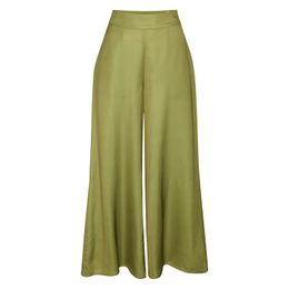 Lascana Damen Lascana aus leichter Satinqualit&auml;t, weite Palazzohose mit Taschen, Stoffhose gr&uuml;n 34, N-Gr