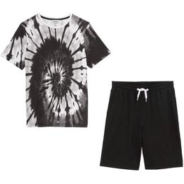 bonprix Jungen bonprix T-Shirt &raquo;T-Shirt und Jersey-Bermuda (2-tlg.Set) aus reiner Baumwolle&laquo; Set, 2, 2 Stk. Regular Fit, Kurzarm, aus Baumwolle, im 2-