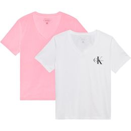 Calvin Klein Jeans Damen T-Shirt &raquo;MONOLOGO VNK 2PACK TEE&laquo; Packung, 2er-Pack, 2 Stk., Logoschriftzug rosa XS (36)