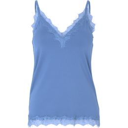 rosemunde Damen rosemunde Spaghettitop &raquo;Billie Strap Top&laquo; Vintage-Spitzenbesatz an Ausschnitt und Saum, feminin blau 42