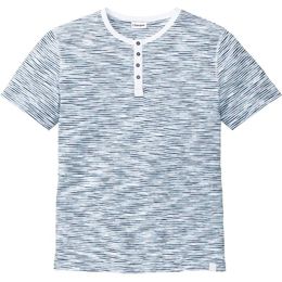bonprix Damen bonprix Henleyshirt Regular Fit, Kurzarm, aus reiner Baumwolle blau 68/70 (4XL)
