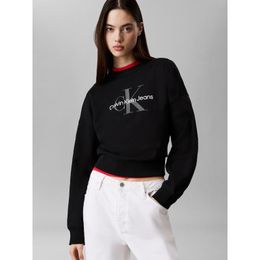 Calvin Klein Jeans Damen Sweatshirt &raquo;LS MONOLOGO FRENCH TERRY RLXD CR&laquo;,, Logoschriftzug schwarz XS (36)