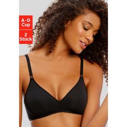 Petite Fleur Damen Petite Fleur Bralette-BH 2 St&uuml;ck, ohne B&uuml;gel, Baumwollqualit&auml;t, Packung schwarz 70, Cup D