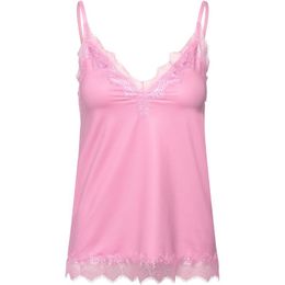 rosemunde Damen rosemunde Spaghettitop &raquo;Billie Strap Top&laquo; Vintage-Spitzenbesatz an Ausschnitt und Saum, feminin pink 44