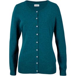 bonprix Damen bonprix Strickjacke gerade Passform, unifarben, aus Baumwollmischung, mit Knopfleiste gr&uuml;n 48/50 (XL)