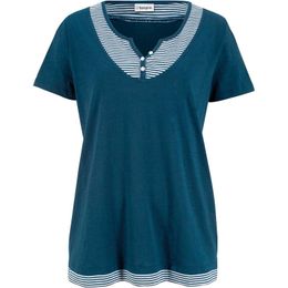 bonprix Damen bonprix 2-in-1-Shirt bequeme Passform, Kurzarm, f&uuml;r den Alltag, aus Baumwolle blau 36/38 (S)