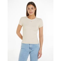 Tommy Jeans Damen &raquo;TJW SLIM ESSENTIAL RIB SS EXT&laquo; Baumwollmischung, slim fit, figurbetont, in gerippter Struktur beige M (38)