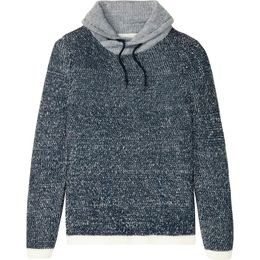 bonprix Herren bonprix Strickpullover aus Polyacryl, mit Schalkragen und Kordelzug, melierte Optik blau 44/46 (S)