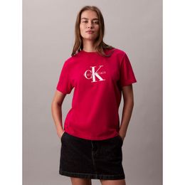 Calvin Klein Jeans Damen T-Shirt &raquo;HERO SS CLASSIC MONOLOGO CNECK T&laquo;, Logoschriftzug rosa XXL (46)