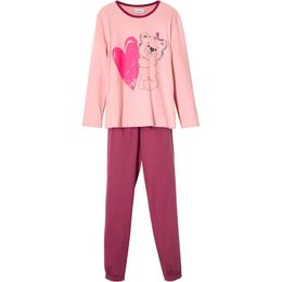 bonprix M&auml;dchen bonprix Pyjama &raquo;Pyjama aus reiner Baumwolle (2-tlg. Set)&laquo; Set, 2, 2 tlg. bequeme Passform, mit elastischem Bund und fixiertem 