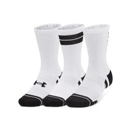 Under Armour Damen Sportsocken &raquo;UA PERF TECH NOV 3PK CREW&laquo; 3 Stk. tlg. f&uuml;r vielseitige Aktivit&auml;ten, elastisch, aus Polyester und Elasthan wei&szlig; M (36,5