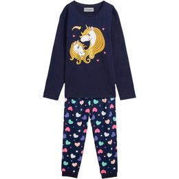 bonprix M&auml;dchen bonprix Pyjama Set, 2 bequeme Passform, aus Baumwolle, mit coolem Motiv blau 104/110