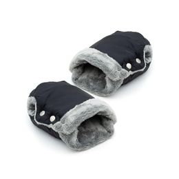 Intirilife Handw&auml;rmer Handschuhe Universal Fleece f&uuml;r Buggy Kinderwagen in Schwarz | Gr.: onesize