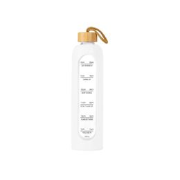 Intirilife Trinkflasche aus Glas mit Zeitmarkierung Wasser Flasche 820 - 900 ml in Wei&szlig; | Gr.: onesize