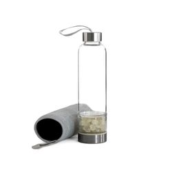Intirilife Trinkflasche Wasserflasche mit Heilsteinen in Citrin | Gr.: onesize