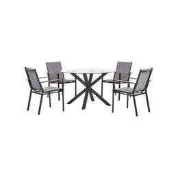 Beliani 5-tlg Gartentisch Set MALETTO/BUSSETO in Schwarz/Transparent/Braun | Gr.: onesize