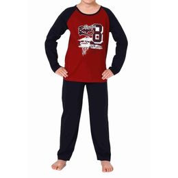 Normann langarm Schlafanzug Pyjama Basketball - 77467 in rot | Gr.: 152