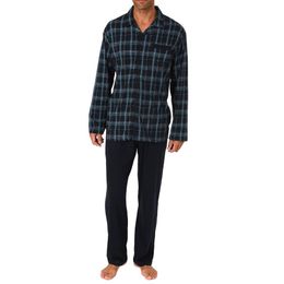 Normann Schlafanzug Pyjama zum durchkn&ouml;pfen Karo - 75262 in marine | Gr.: 48