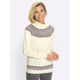 Sieh an! Rollkragen-Pullover in ecru-jade-gemustert | Gr.: 50