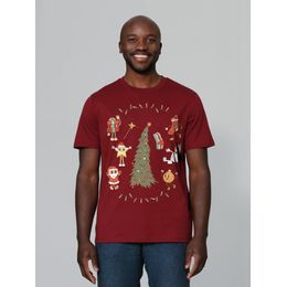 wat? Apparel T-Shirt Christmas 2024 in Weinrot | Gr.: 56
