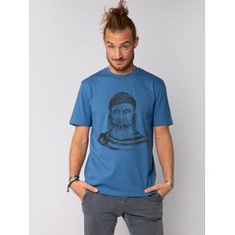 wat? Apparel T-Shirt Kapit&auml;n in Bright Blue | Gr.: 46