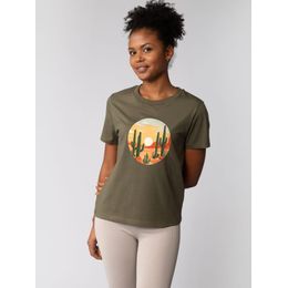 wat? Apparel T-Shirt Sonnenuntergang in der W&uuml;ste in Khaki | Gr.: 34