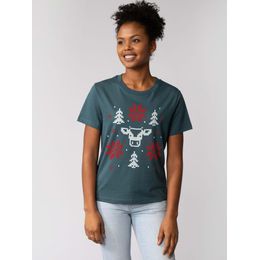 wat? Apparel T-Shirt Christmas with love in Petrol | Gr.: 40