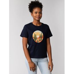 wat? Apparel T-Shirt Sonnenuntergang in der W&uuml;ste in Dunkelblau | Gr.: 36