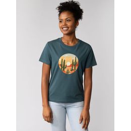 wat? Apparel T-Shirt Sonnenuntergang in der W&uuml;ste in Petrol | Gr.: 38