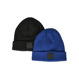 Urban Classics Damen Logopatch Beanie Kids 2-Pack in black/royal blue | Gr.: 146/152