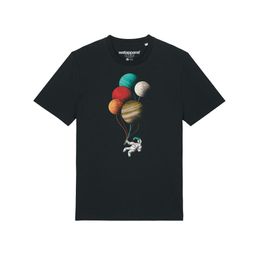 wat? Apparel T-Shirt Balloon Spaceman in Schwarz | Gr.: 56