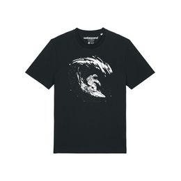 wat? Apparel T-Shirt Surfing Spaceman in Schwarz | Gr.: 52