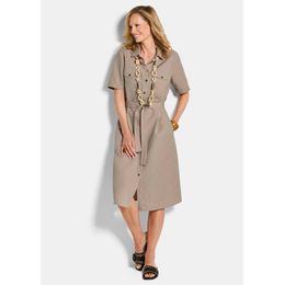 GOLDNER Leinenkleid im Safari-Look in stein | Gr.: 48