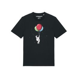 wat? Apparel T-Shirt Little Balloon Astronaut in Schwarz | Gr.: 50