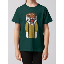 wat? Apparel T-Shirt Tiger Head in Dunkelgr&uuml;n | Gr.: 110/116