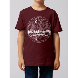 wat? Apparel T-Shirt Mountains by night in Weinrot | Gr.: 152-164